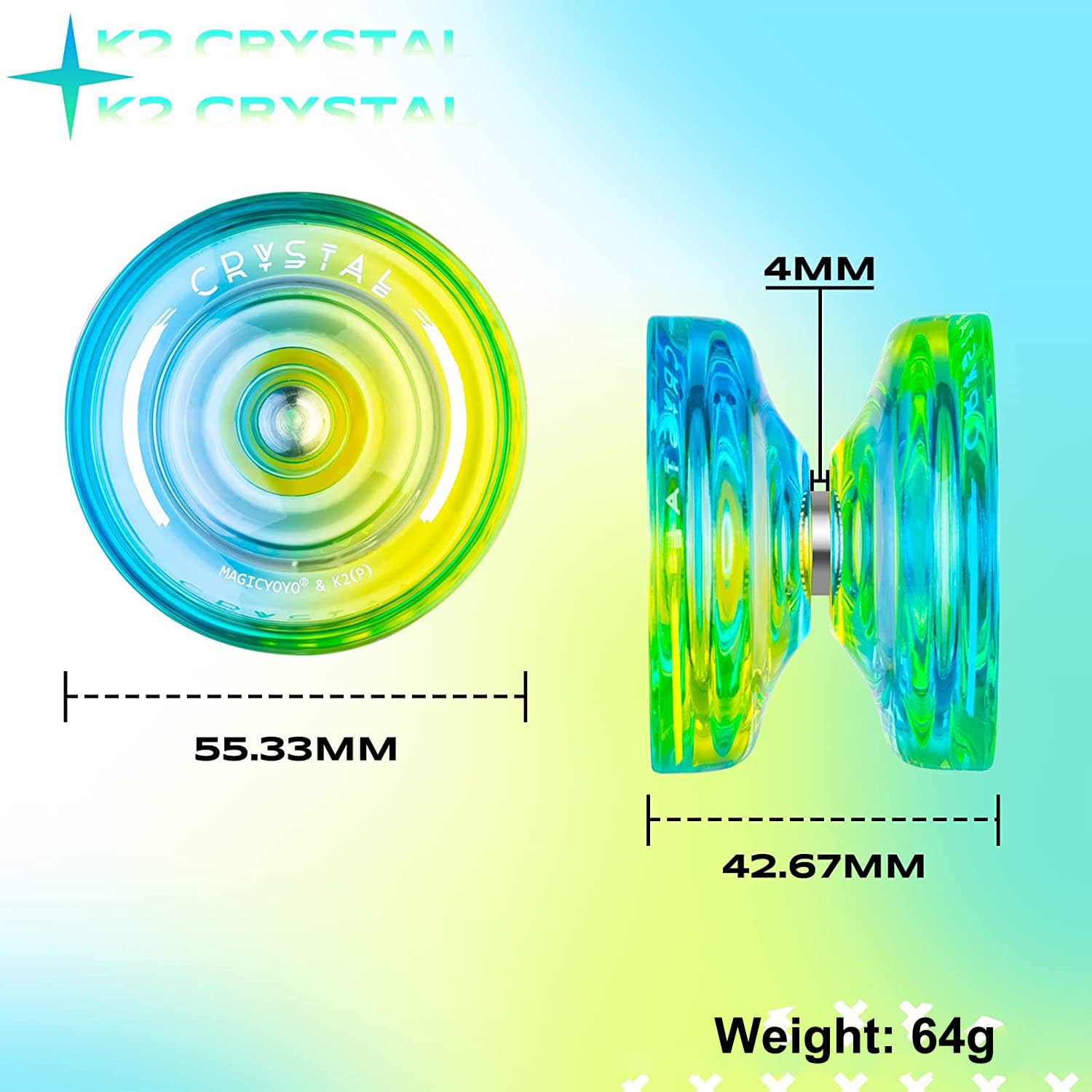 MAGICYOYO Responsive Yoyo for Kids Beginners, Dual Purpose Yo Yo K2 Unresponsive Yo-yo for Finger Spin Tricks Intermediate Play+12 Yoyo Strings+Bearing Tool +Storage Case(Blue Yellow)