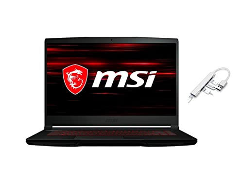 MSI GF63 15.6" FHD Premium Gaming Laptop | Intel 6-Core i5-10500H | 32GB RAM | 1TB SSD | NVIDIA GeForce GTX 1650 Max-Q | Backlit Keyboard | Windows 11 | with USB3.0 HUB Bundle