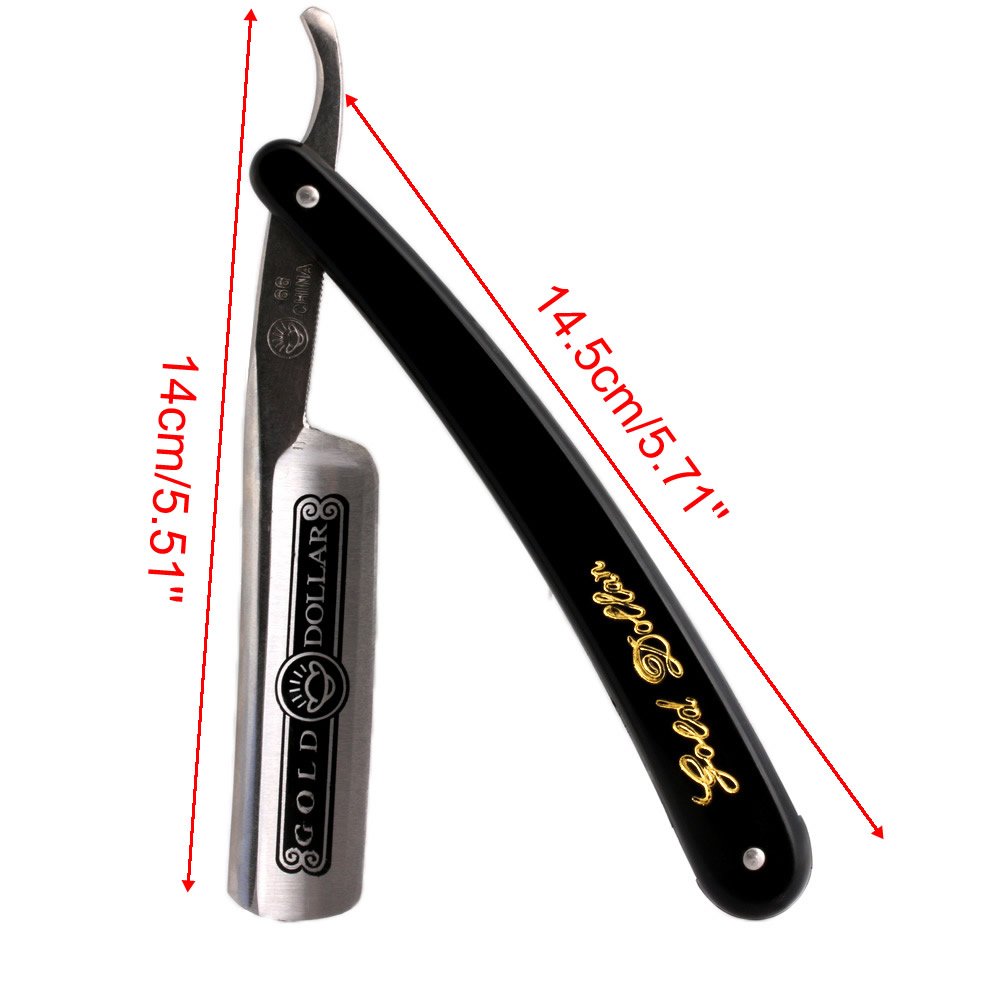 Tangc Pro Gold Dollar Shave Knife 66 Straight Edge Barber Razor Folding Hair Shaving