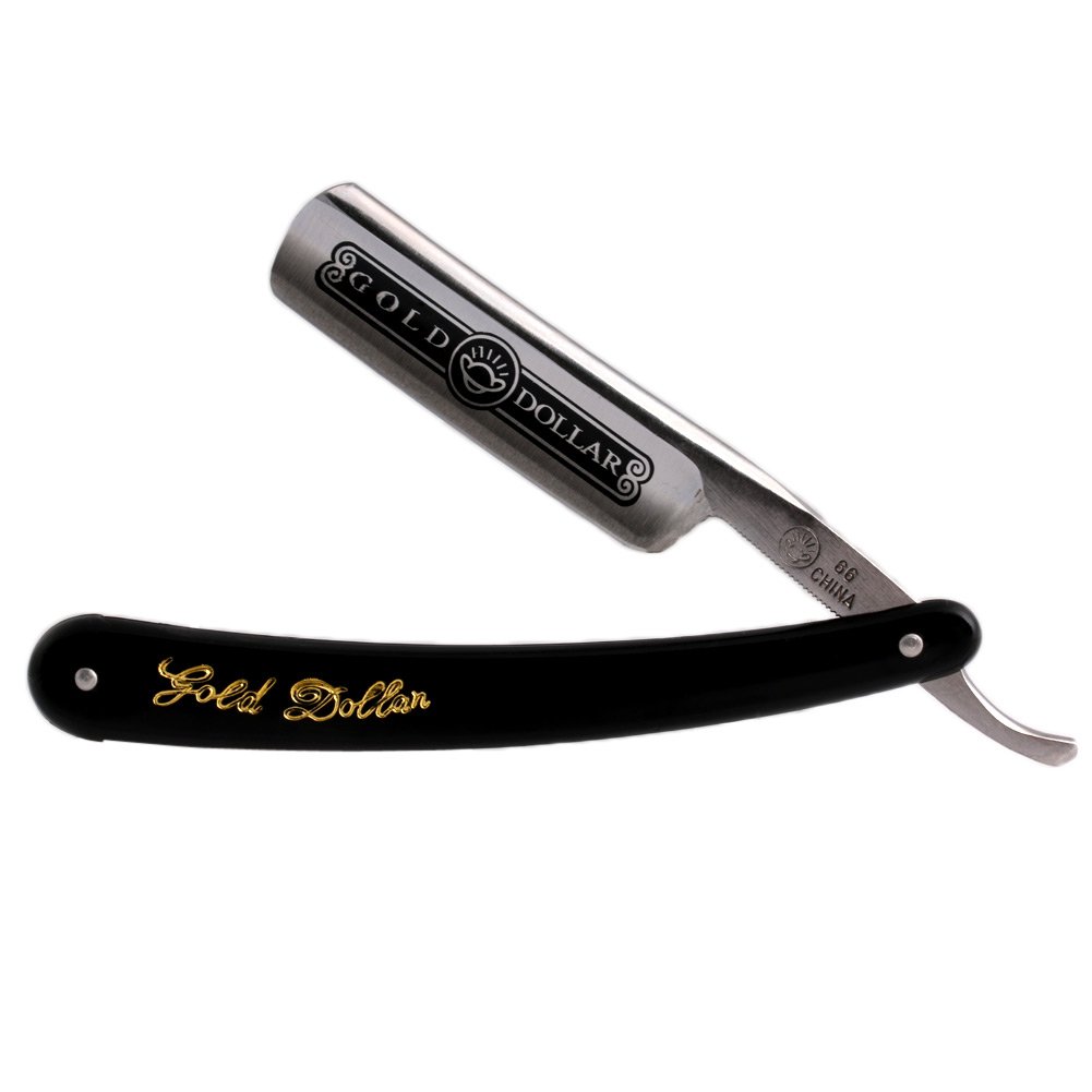 Tangc Pro Gold Dollar Shave Knife 66 Straight Edge Barber Razor Folding Hair Shaving