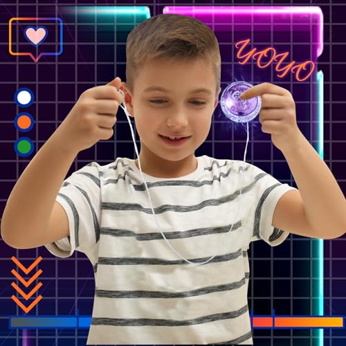 30 Pcs Light up Yo Yo Responsive Ball Beginner Level LED Responsive Ball Plastic Bearing Ball for Birthday Party Favors Goodie Bag Fillers Christmas Stocking Stuffers, Random Colors(Elegant Style)