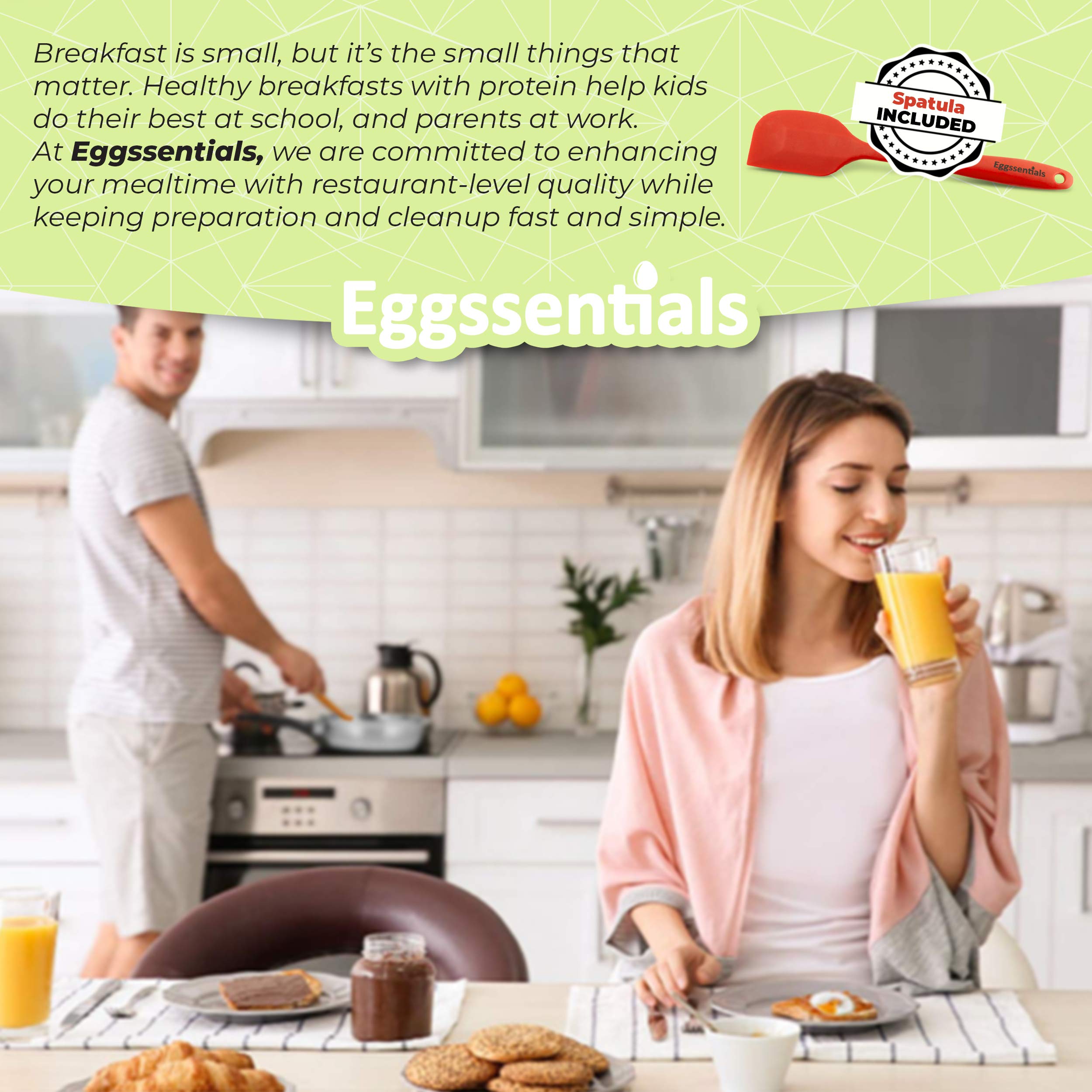 Eggssentials Egg Poacher Pan Nonstick Poached Egg Maker, Stainless Steel Egg Poaching Pan, Poached Eggs Cooker Food Grade Safe PFOA Free with Spatula
