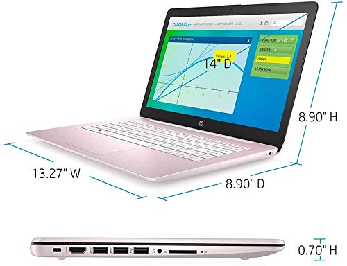 HP 2022 Newest Stream 14" HD Laptop, Intel Celeron N4000(up to 2.6GHz), 16GB RAM, 320GB Space(64GB eMMC+256GB Card), 1-Year Office 365, WiFi, HDMI, USB, Webcam, Bluetooth, Windows 10S, Pink+JVQ MP