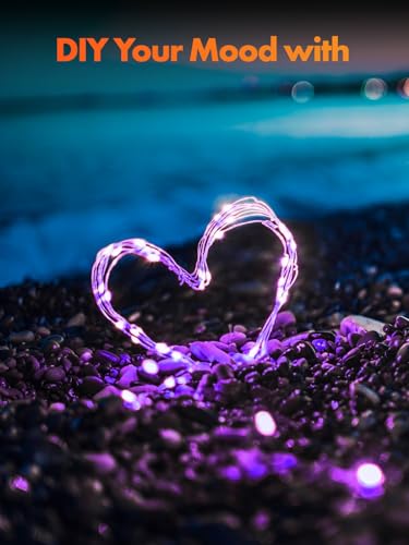 Twinkle Star 4 Pack Outdoor Solar String Lights, 39.4 FT 120 LED Solar Powered Halloween Decorative Fairy Lights with 8 Modes, Waterproof Black Wire for Christmas Patio Yard Wedding Party, Purple