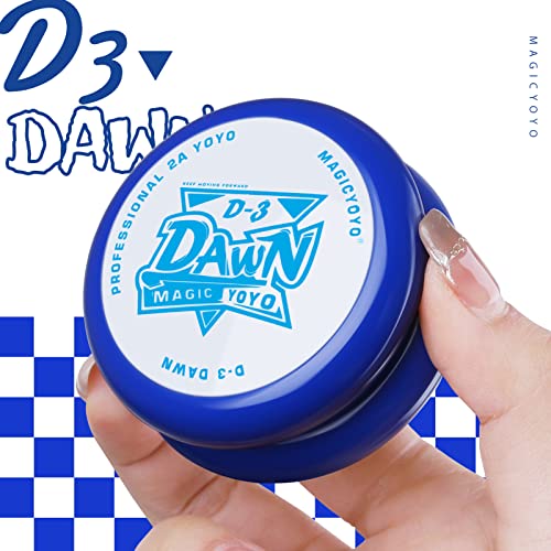 Responsive Yoyo D3 Looping Yoyo for Kids, Durable Professional Plastic Yo yo for Beginners, Looping Yo-yo for 2A Thick with Extra 2 Yoyo Strings + 2 Spacers ( Blue White)