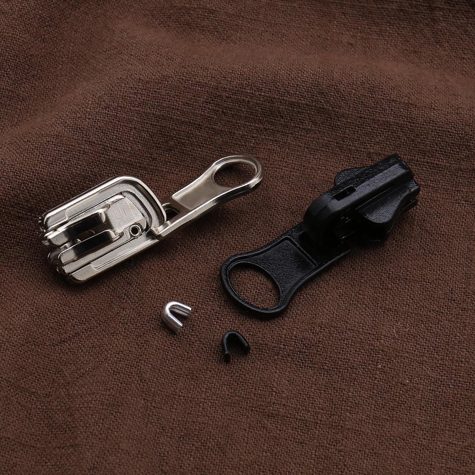 Micro Traders 10PCS Number 5 Zippers Replacement Reversible Pulls Sliders Zips with U-shape Stop Kit for Outdoor Tents and Double-Sided Multicolour 37x12mm