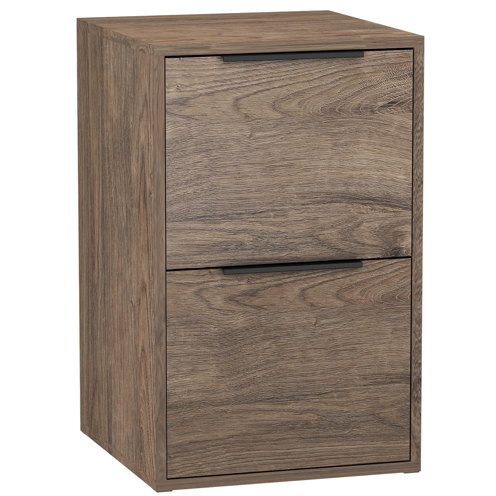 GREATMEET Two Drawer File Cabinet, Vertical Filing Cabinet, Small Wood File Cabinets for Home Office, 2-Drawer Under Desk, Printer Stand, Grey