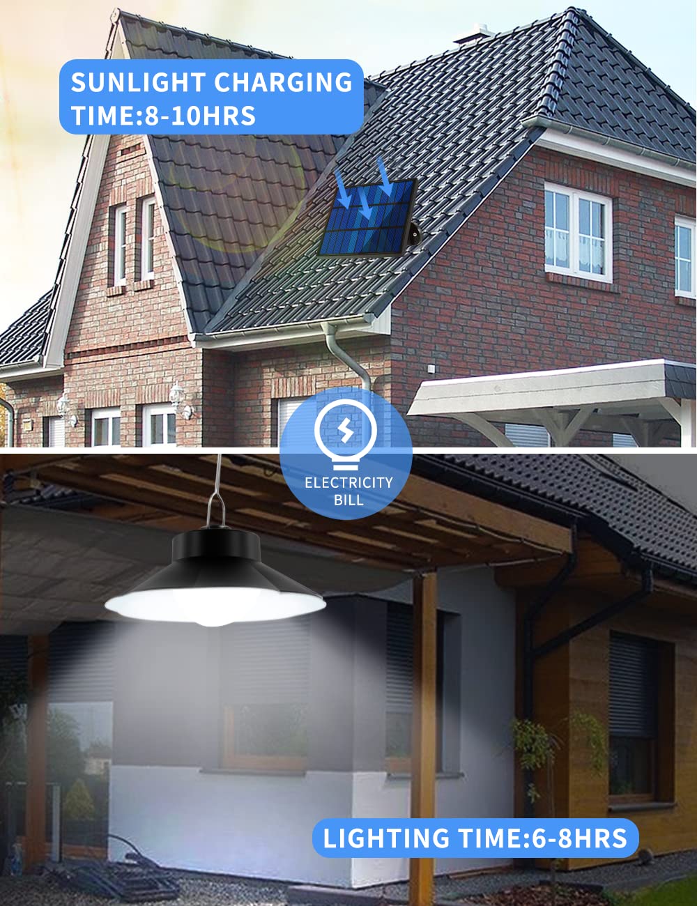 Solar Shed Lights Outdoor Indoor,Led Dusk to Dawn Battery Powered Pendant Lights with Remote Control 4 Modes(Timer Lighting|Auto-On|5 Dimmable|Daytime-On) Waterproof Ip65 for Gazebo Porch Hanging