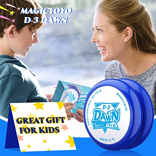 Responsive Yoyo D3 Looping Yoyo for Kids, Durable Professional Plastic Yo yo for Beginners, Looping Yo-yo for 2A Thick with Extra 2 Yoyo Strings + 2 Spacers ( Blue White)
