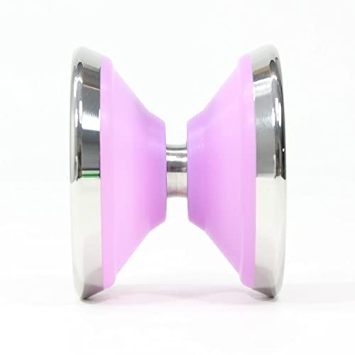 iYoYo Iceberg Yo-Yo- CNC Polycarbonate Body with Stainless Steel Rings (Glow in The Dark Purple with Silver Rings)
