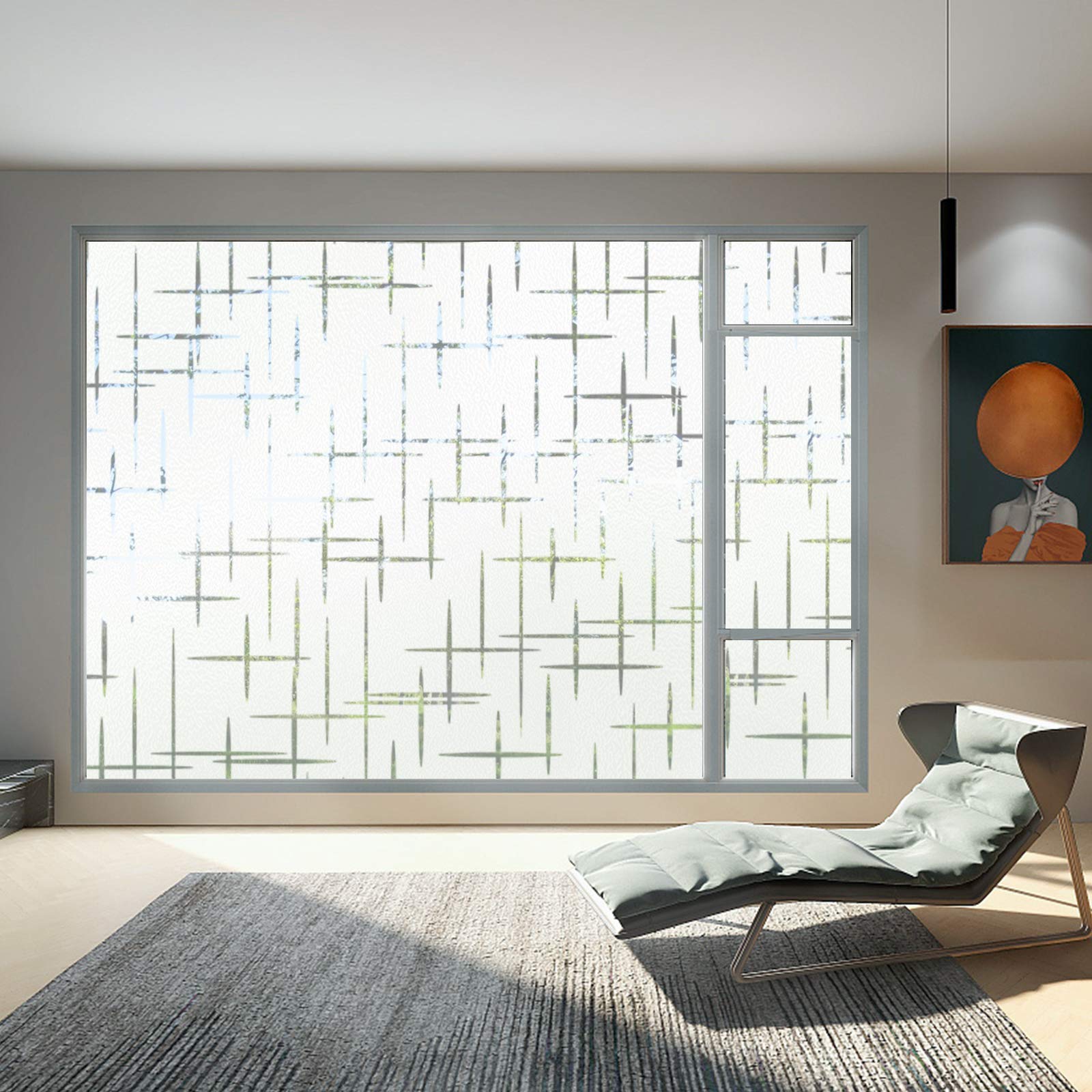 Arthome Frosted Window Film,17.5x100 inch Non-Adhesive, Privacy Film for Glass Windows, Self Static Cling Decorative Window Cling Anti-UV Window Sticker for Home Office