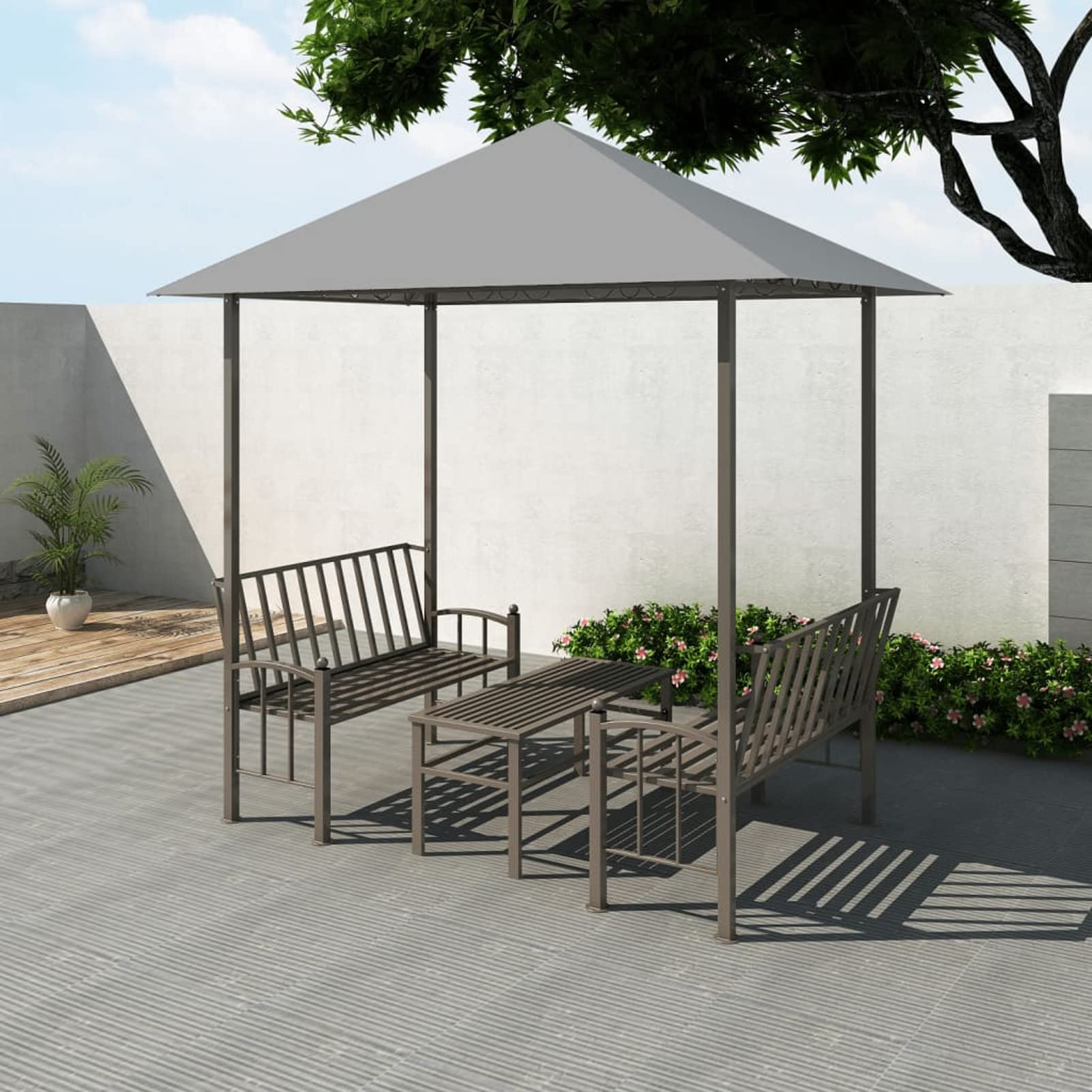 Tidyard Outdoor Gazebo Canopy with Table and Benches Fabric Canopy Steel Frame Sun Shade Shelter for Patio, Wedding, BBQ, Camping, Festival Events