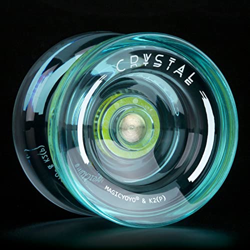 MAGICYOYO 2 Pack Yoyos K2 Crystal Responsive Yoyos for Kids Beginner, Dual Purpose Use with Replacement Unresponsive Bearing for Intermediate Advanced+ Storage Case+ 12 Yoyo Strings (Green+Pink)