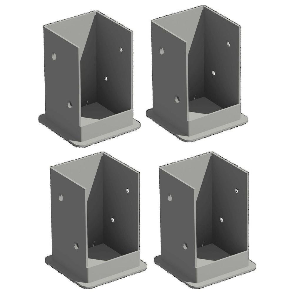 Camelot 12' x 12' Adjustable Louvered Vinyl Pergola & New England Arbors Bolt Down Bracket Kit for Pergolas - VA80205