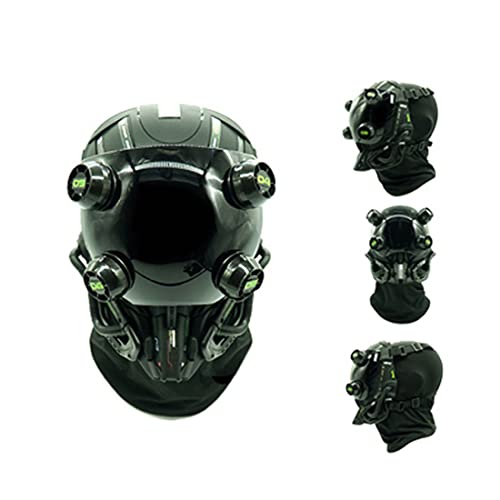 Punk Helmet Mask Cosplay with LED Light, for Cyberpunk Mask Cosplay Costume Props Futuristic Punk Mask Halloween for Men Boys