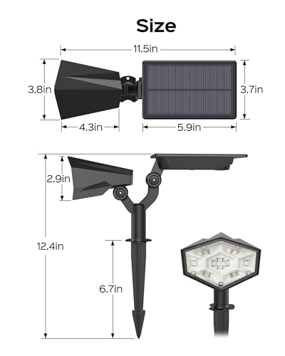 JACKYLED Solar Spot Lights Outdoor, Color Changing Spotlight RGB Landscape Spotlights Waterproof, Solar Lights for Yard/Garden/Walkway/Christmas, 6 Modes Auto On/Off 2 Pack