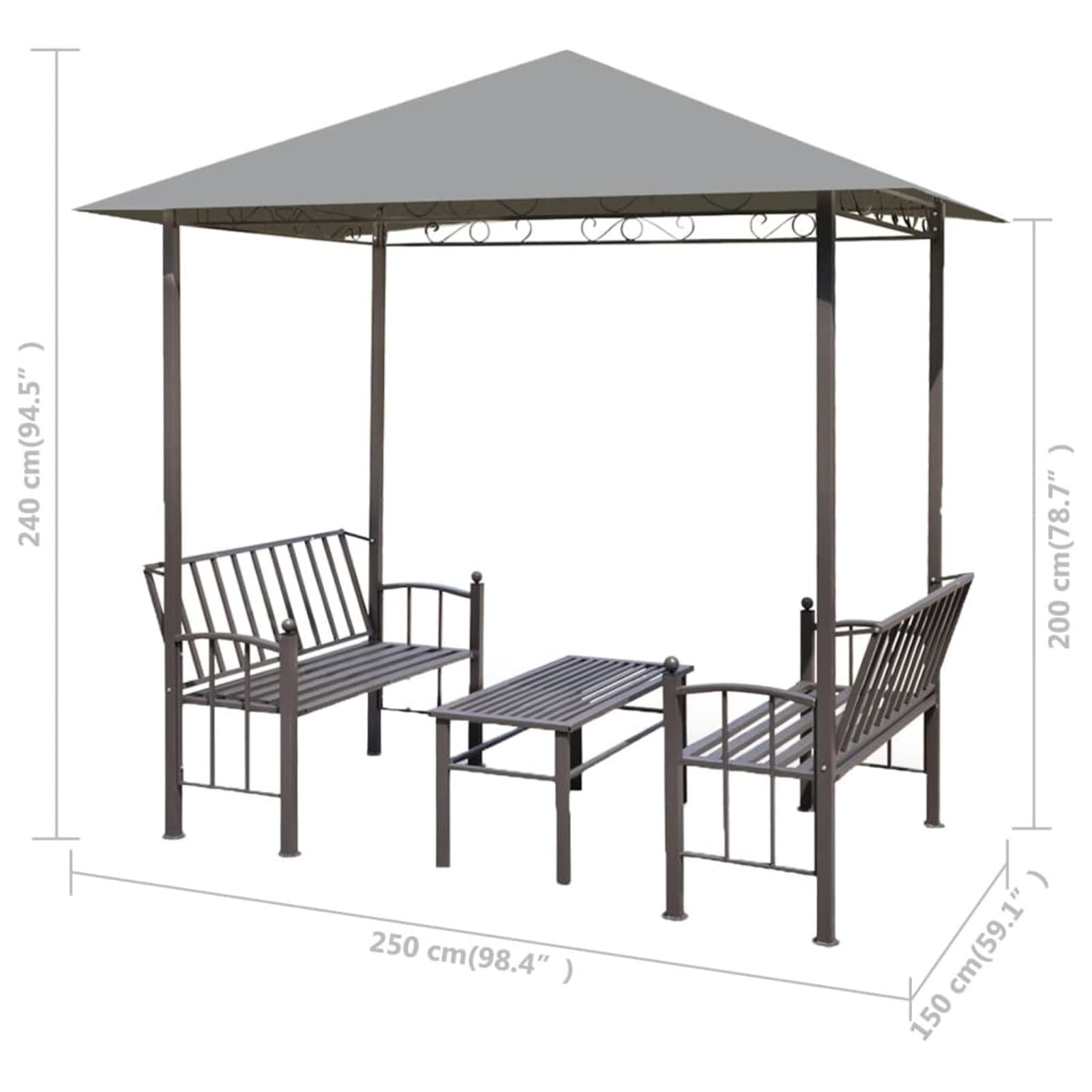 Tidyard Outdoor Gazebo Canopy with Table and Benches Fabric Canopy Steel Frame Sun Shade Shelter for Patio, Wedding, BBQ, Camping, Festival Events