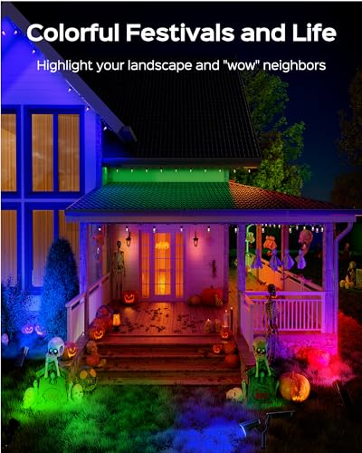JACKYLED Solar Spot Lights Outdoor, Color Changing Spotlight RGB Landscape Spotlights Waterproof, Solar Lights for Yard/Garden/Walkway/Christmas, 6 Modes Auto On/Off 2 Pack