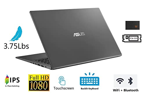 ASUS Newest High-Performance VivoBook Slim Laptop: 15.6" FHD IPS Touch Display, 4-Core Intel i7-1065G7, 8GB RAM, 1TB SSD, UHD Graphics, Webcam, HDMI, WiFi, USB-C, Backlit-KYB, Win10S, TF