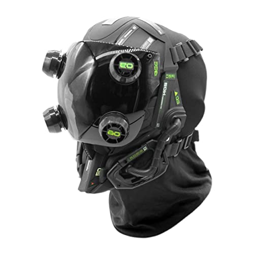 Punk Helmet Mask Cosplay with LED Light, for Cyberpunk Mask Cosplay Costume Props Futuristic Punk Mask Halloween for Men Boys