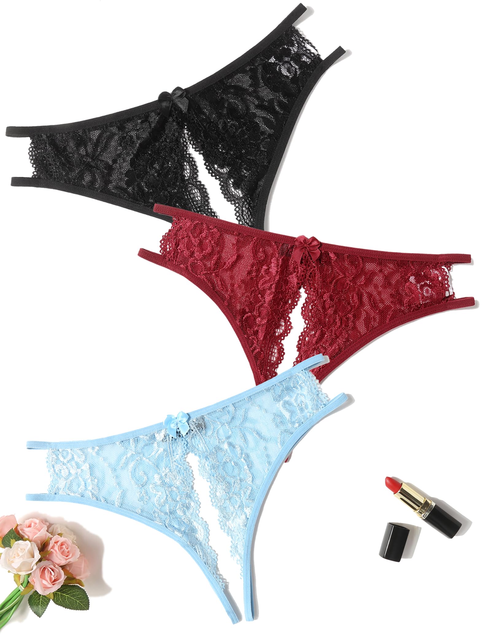 Avidlove Women Lace Panties Sexy Underwear lace hipster lingerie thong pack of 3 XX Large