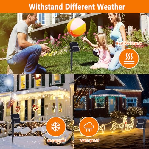 GLSbuld Solar String Lights Outdoor,2-Pack 66FT 200 LED Halloween Lights with 8 Modes, Solar Fairy Lights for Christmas Party Indoor Patio Yard Trees Wedding(Warm White)