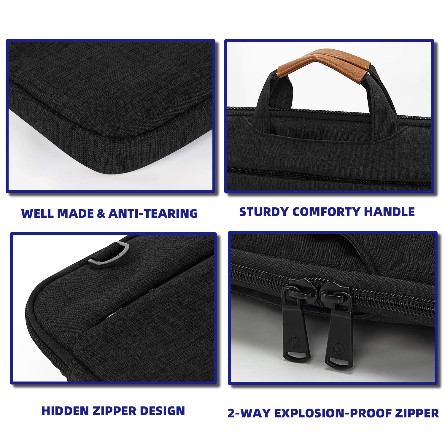 KINGSLONG Laptop Bag 17 17.3 Inch Laptop Shoulder Messenger Bag Case Sleeve, Lightweight Slim Computer Notebook Ultrabooks Carrying Case Briefcase Cover Men Women for Acer Asus Dell Lenovo HP Black