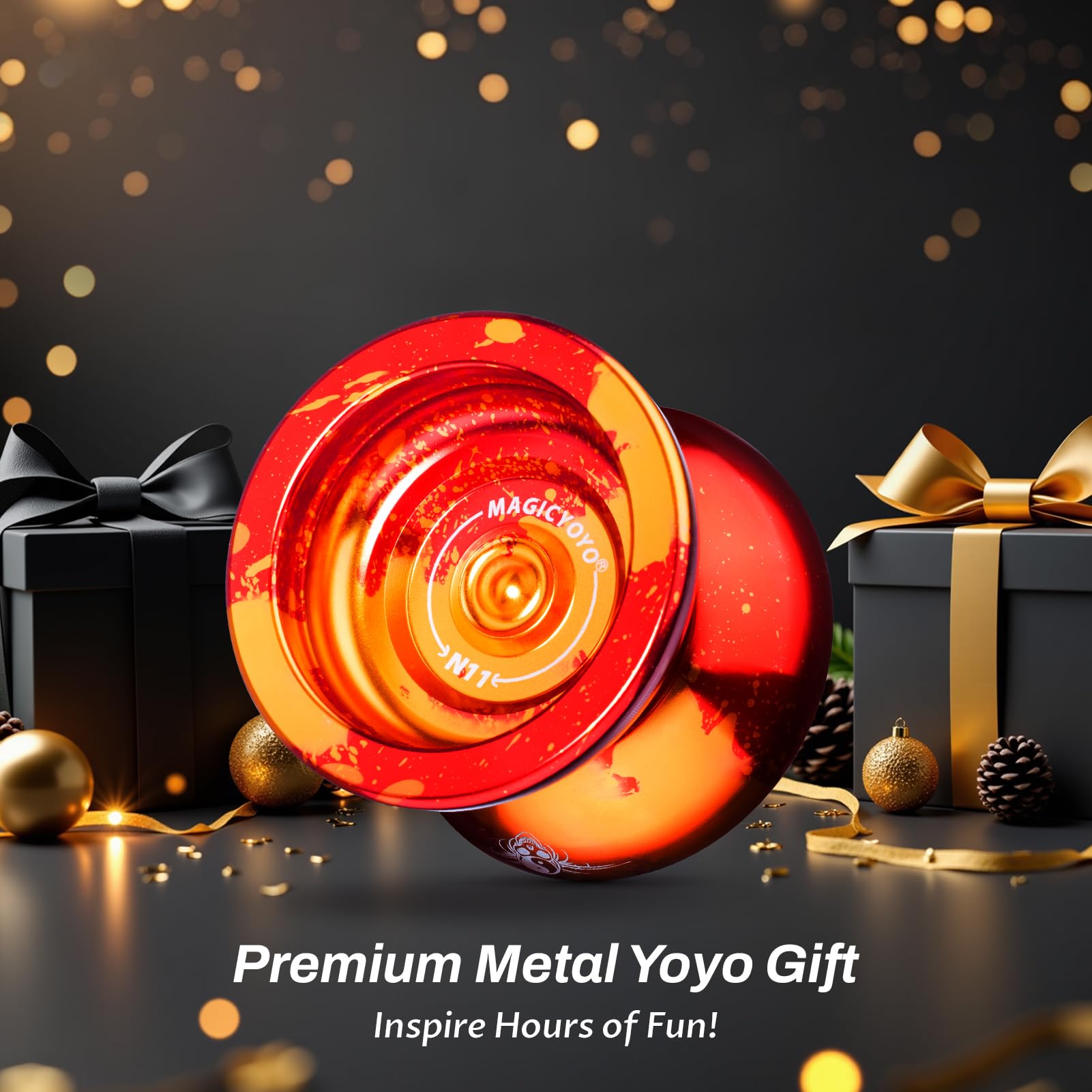 MAGICYOYO N11 Professional Unresponsive Yoyo for Kids, Pro Trick Yo Yo for Adults/Advanced, Dual Purpose Metal Yo-yo Replacement Responsive Yoyo Bearing + 12 Yo yo Strings + Storage Bag