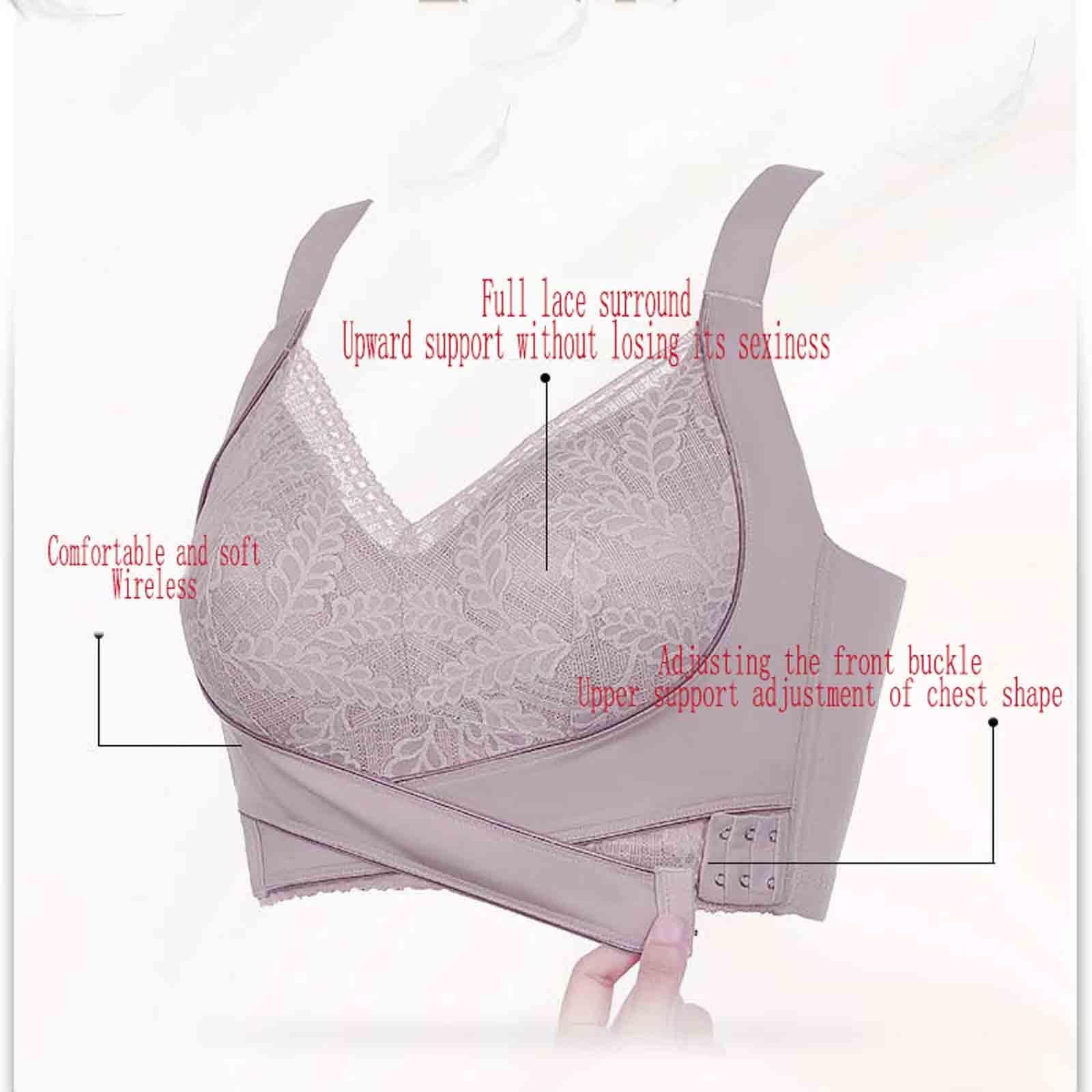 Kendally Bra, Kendally Comfy Corset Bra Front Cross Side Buckle Lace Bras Wireless Slim and Shape Bra for Older Women Women Bras Push Up Sujetadores para Mujer Pink