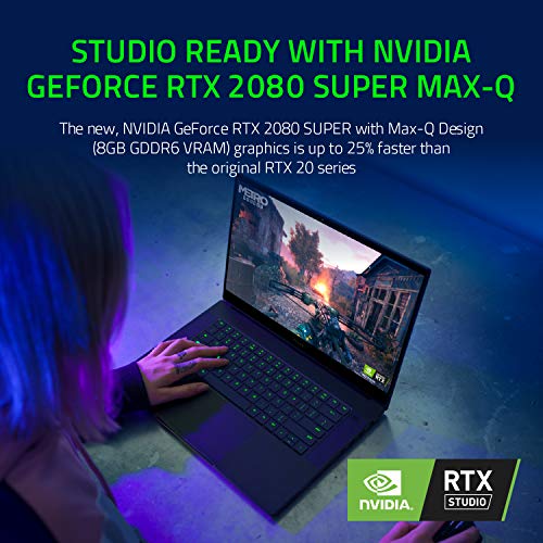 Razer Blade 15 Advanced Gaming Laptop 2020: Intel Core i7-10875H 8-Core, NVIDIA GeForce RTX 2080 SUPER Max-Q, 15.6β 4K OLED Touch, 16GB RAM, 1TB SSD, CNC Aluminum, Chroma, Thunderbolt 3, Creator Ready