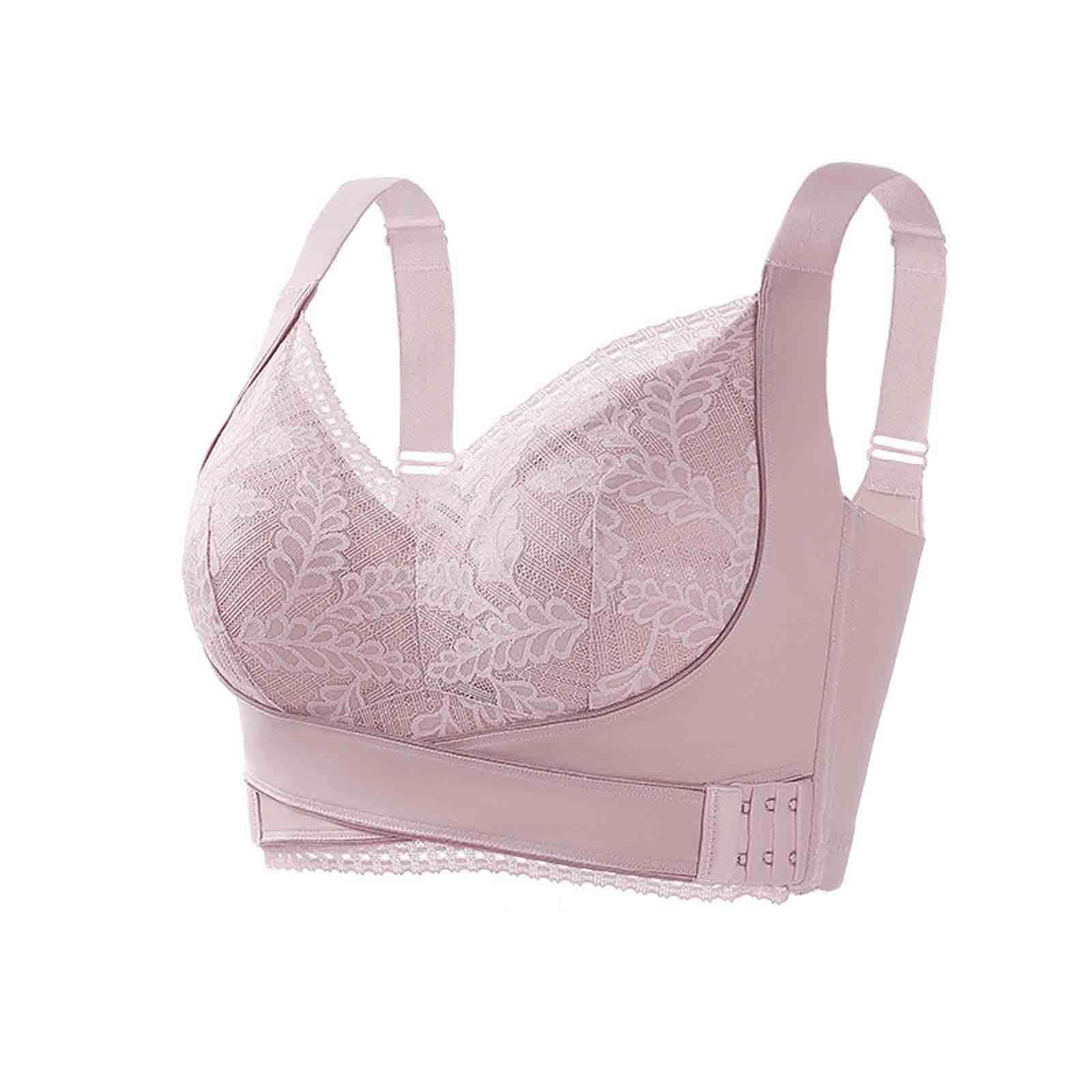Kendally Bra, Kendally Comfy Corset Bra Front Cross Side Buckle Lace Bras Wireless Slim and Shape Bra for Older Women Women Bras Push Up Sujetadores para Mujer Pink