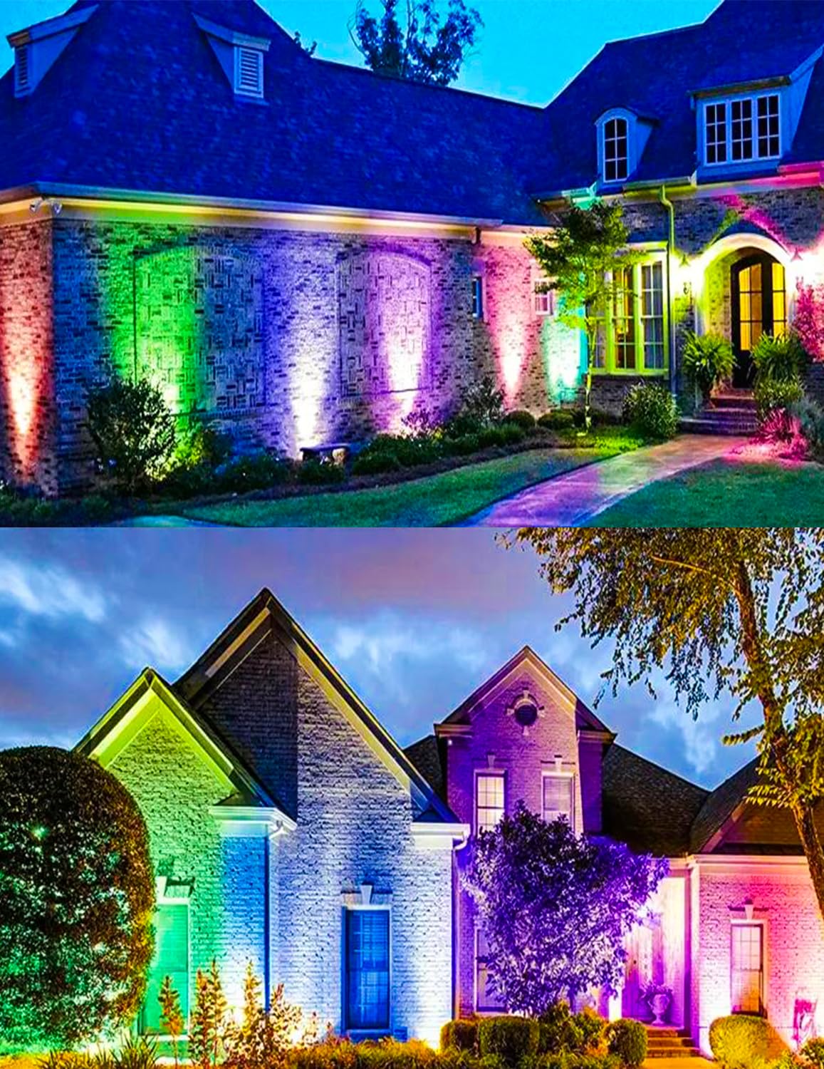 Solar Landscape Spotlights Outdoor, [7 Multicolor] Solar Spotlights Halloween, IP67 Waterproof 2-in-1 Solar Wall Lights for Yard Garden Patio Driveway Pool (4 Pack)