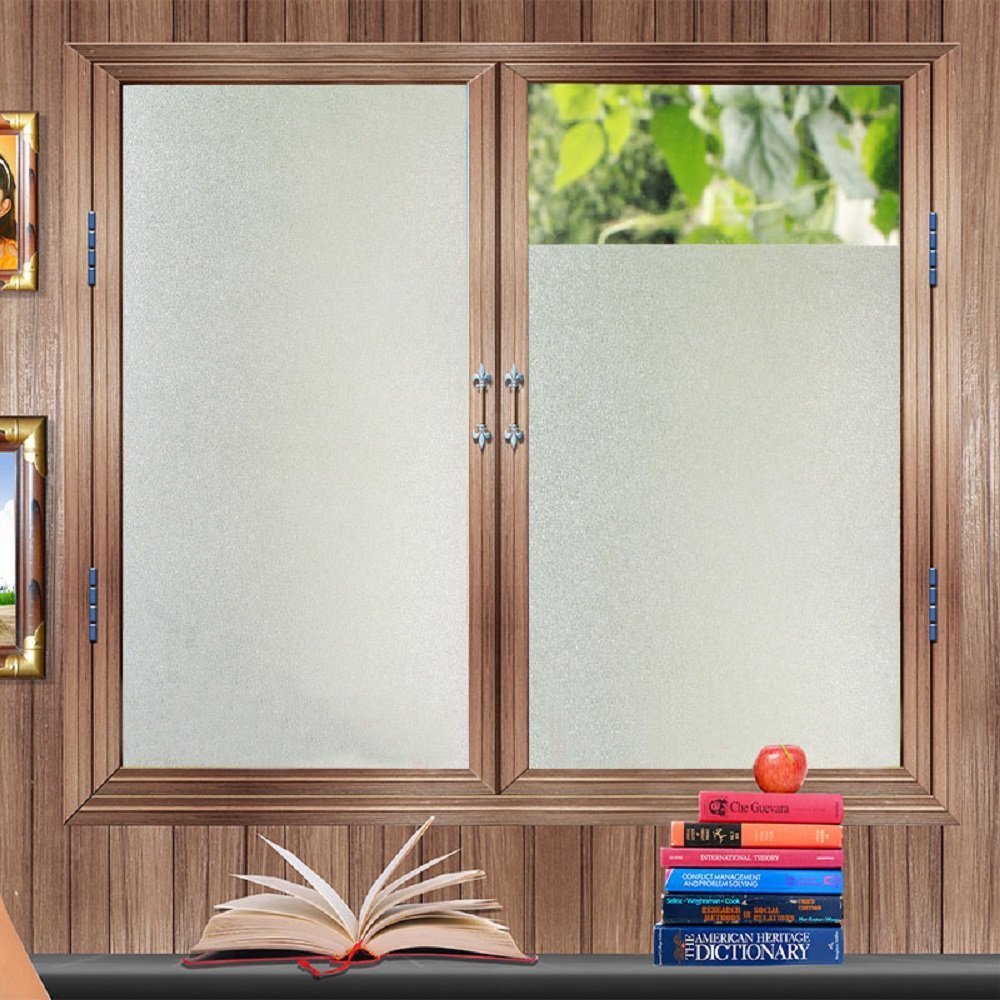 Aibily Privacy Adhesive Window Film, Frosted Glass Sticker for Bathroom/Kitchen/Home, Etched Glass Vinyl Film for Heat Control/Glare Blocking