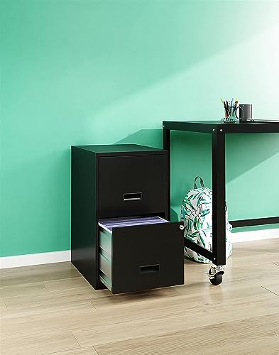 Filing Cabinet Size 18" Deep 2 Drawer Metal Steel Organization File Cabinet with Lock, Black