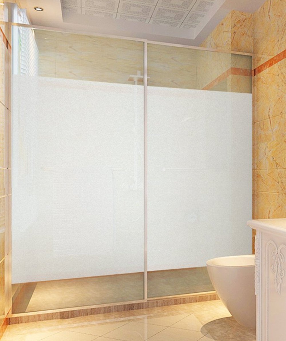 Aibily Privacy Adhesive Window Film, Frosted Glass Sticker for Bathroom/Kitchen/Home, Etched Glass Vinyl Film for Heat Control/Glare Blocking