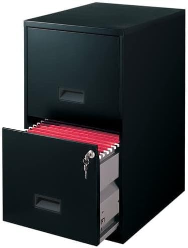 Filing Cabinet Size 18" Deep 2 Drawer Metal Steel Organization File Cabinet with Lock, Black