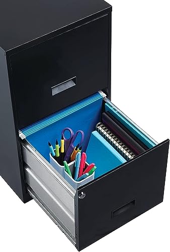 Filing Cabinet Size 18" Deep 2 Drawer Metal Steel Organization File Cabinet with Lock, Black