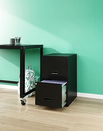 Filing Cabinet Size 18" Deep 2 Drawer Metal Steel Organization File Cabinet with Lock, Black