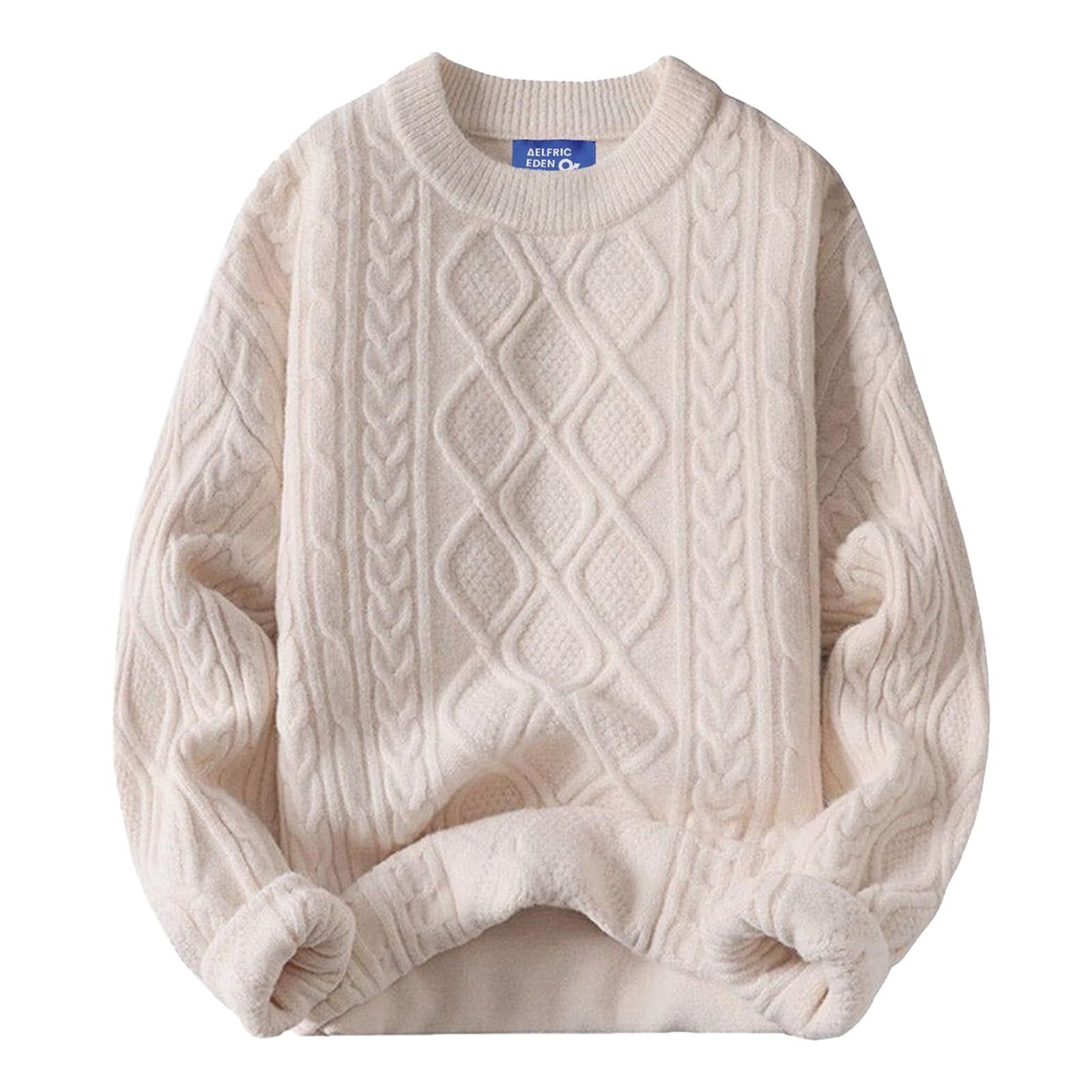 Aelfric Eden Women Sweater Oversized Knitted Sweater Woven Crewneck Pullover Beige