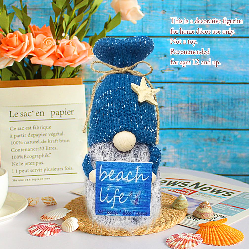 AMOH JERCY Ocean Theme Coastal Gnomes Plush with Starfish Beach Theme Sign Summer Gnomes Plushie Ornaments Tomte Elf Fall Thanksgiving Christmas Decorations Gifts Gnomes for Ages 12+