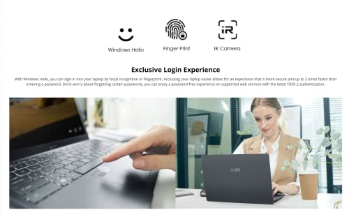 MSI Business Prestige 14 Evo Intel Core i5 12th Gen 1240P (12 Cores) - Iris Xe Graphics, 14.0" IPS 100% sRGB, Backlit KB, Thunderbolt 4, Fingerprint, Win 11, Gray, w/HDMI (16GB RAM | 1TB PCIe SSD)