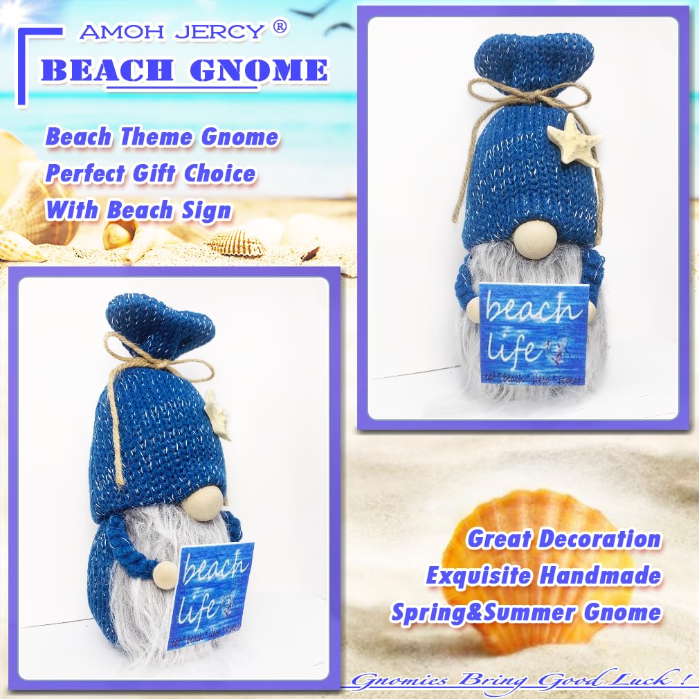 AMOH JERCY Ocean Theme Coastal Gnomes Plush with Starfish Beach Theme Sign Summer Gnomes Plushie Ornaments Tomte Elf Fall Thanksgiving Christmas Decorations Gifts Gnomes for Ages 12+