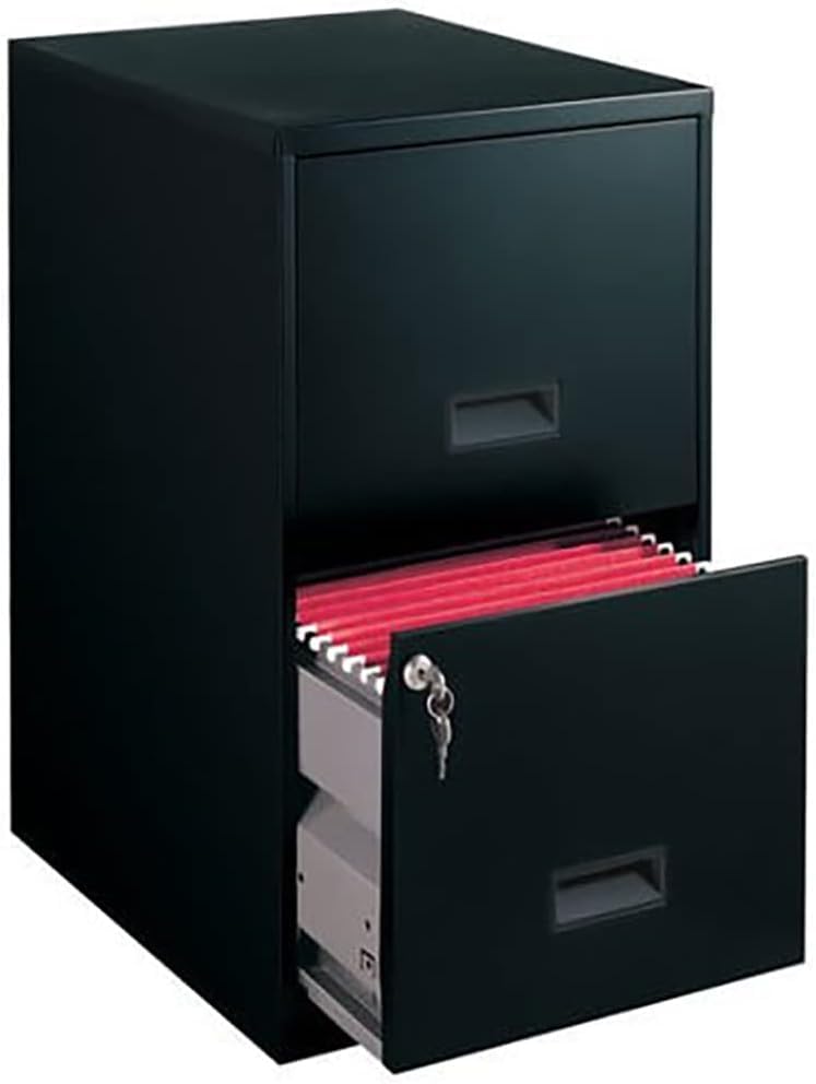 Filing Cabinet Size 18" Deep 2 Drawer Metal Steel Organization File Cabinet with Lock, Black