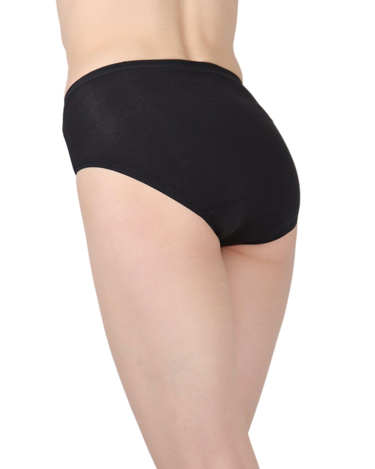 MeMoi Ladies Combed Cotton Basic Brief Underwear 3-Pack Black 6M