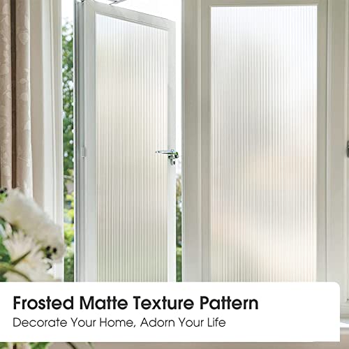 Coavas Privacy Film - Fluted/Reeded Glass, Non-Adhesive Sun/Heat/UV Blocking (29.5 x 118 inches)