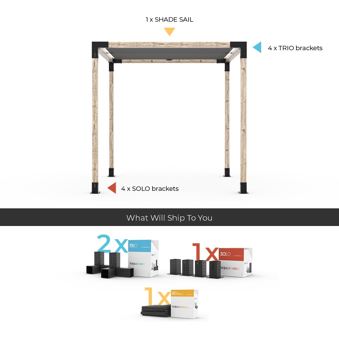 Pergola Kit with Shade SAIL for 4x4 Wood Posts (10x12)