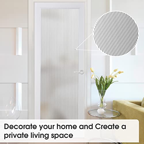 Coavas Privacy Film - Fluted/Reeded Glass, Non-Adhesive Sun/Heat/UV Blocking (29.5 x 118 inches)