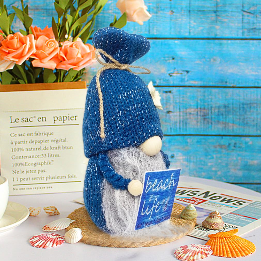 AMOH JERCY Ocean Theme Coastal Gnomes Plush with Starfish Beach Theme Sign Summer Gnomes Plushie Ornaments Tomte Elf Fall Thanksgiving Christmas Decorations Gifts Gnomes for Ages 12+