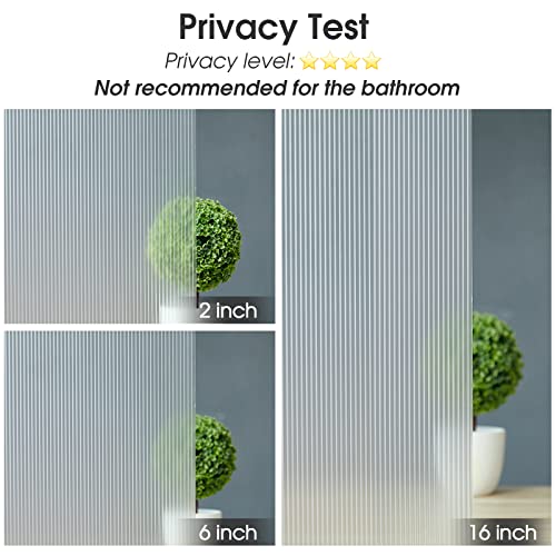 Coavas Privacy Film - Fluted/Reeded Glass, Non-Adhesive Sun/Heat/UV Blocking (29.5 x 118 inches)