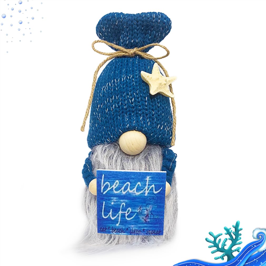 AMOH JERCY Ocean Theme Coastal Gnomes Plush with Starfish Beach Theme Sign Summer Gnomes Plushie Ornaments Tomte Elf Fall Thanksgiving Christmas Decorations Gifts Gnomes for Ages 12+
